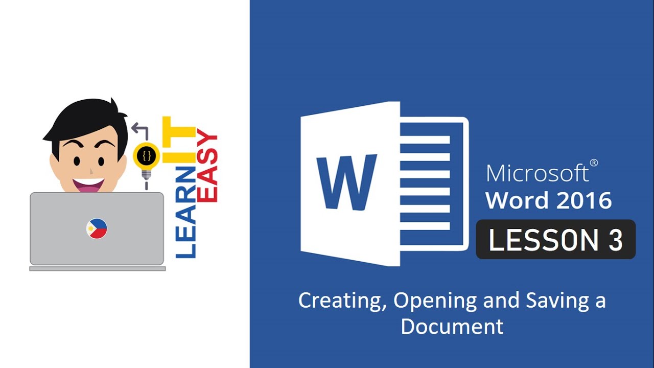 Microsoft Word 2016 Lesson 3 Creating Opening And Saving A Document