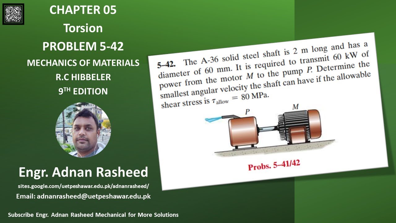 5 42 Determine The Smallest Angular Velocity Of Shaft Torsion