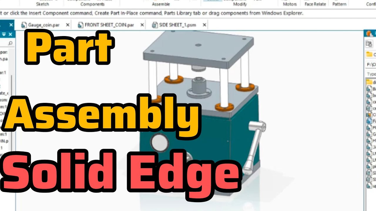 Part Assembly In Solid Edge Solid Edge Assembly Tutorial Design