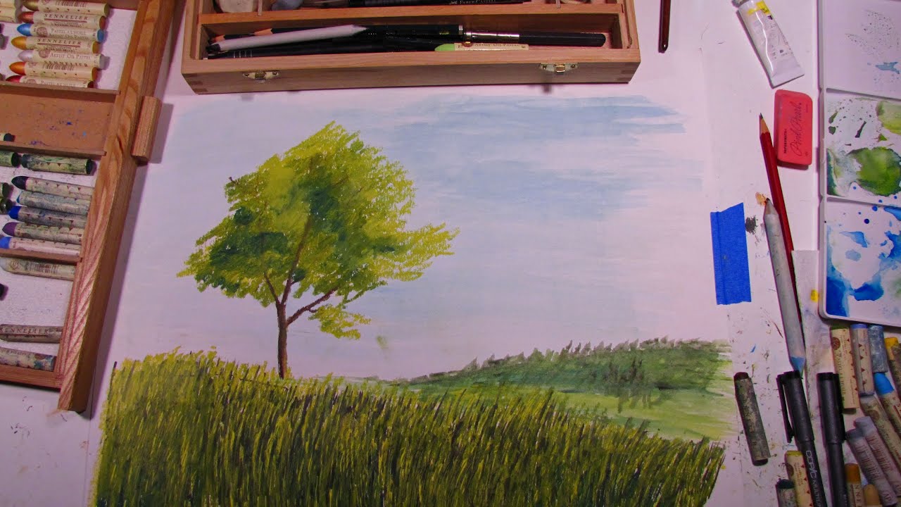 How To Draw A Tree In Oil Pastel Youtube