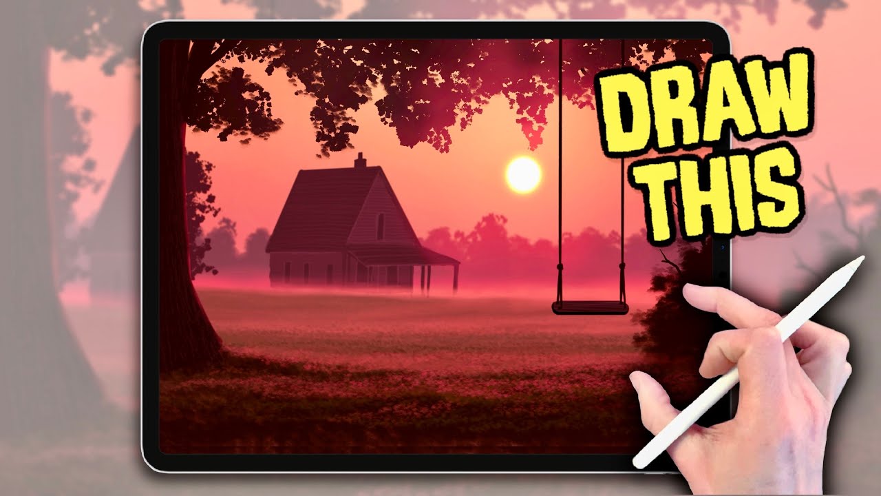 Procreate Tutorial Sunset Swing Landscape Drawing Youtube