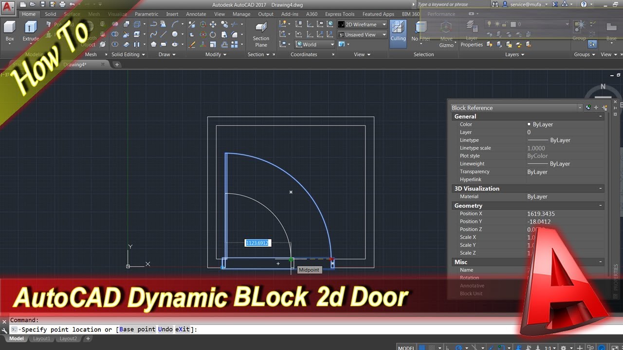 Autocad Tutorial Dynamic Block 2d Door With Stretch And Scale Actions