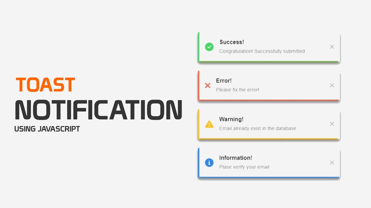How To Make Toast Notification Or Snack Bar For Website Using Html Css