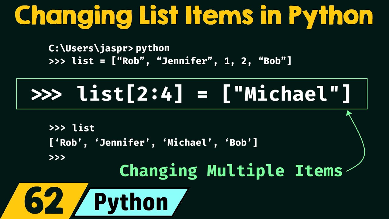 Changing List Items In Python Youtube
