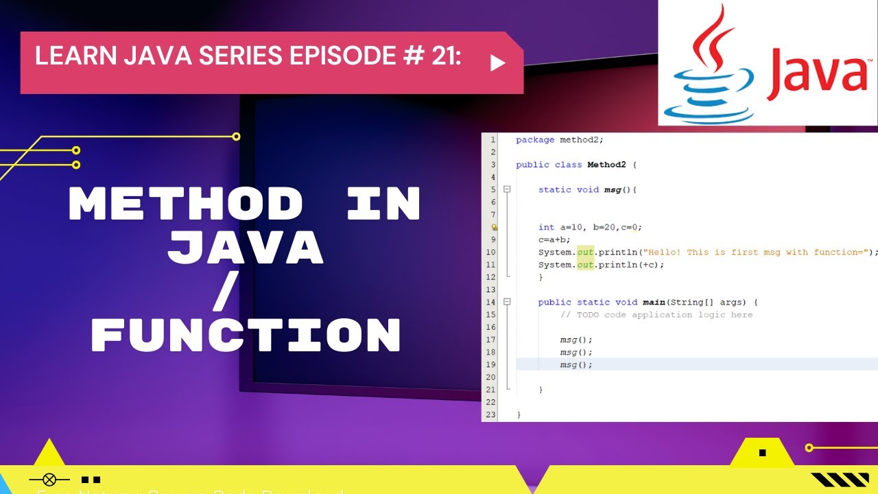 Function In Java Java Tutorial Youtube