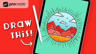 Procreate Step By Step Tutorial Mountain Sun Draw W Doovi