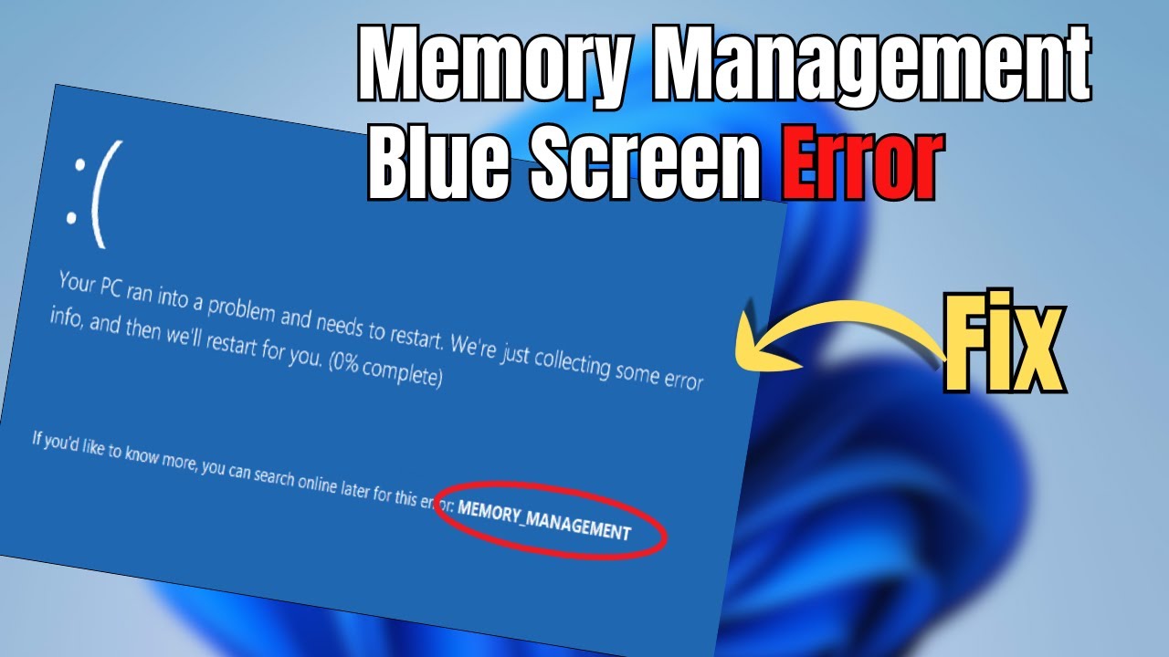 How To Fix Memory Management Blue Screen Error On Windows 10 11 Youtube