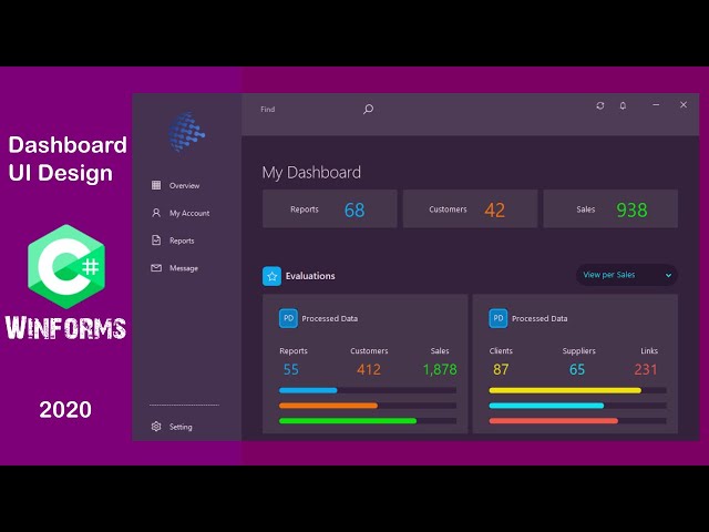 C Modern Flat Ui Dashboard Windows Form Visual Studio Datagrid