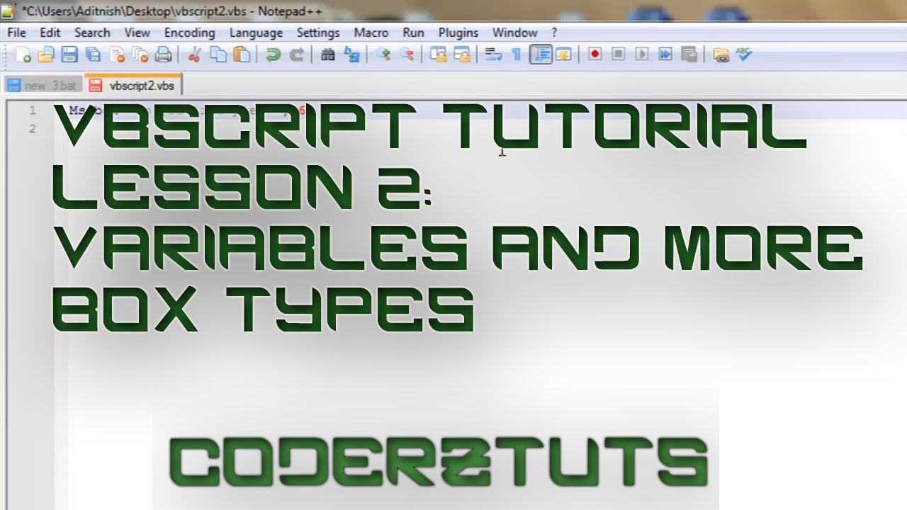 Vbscript Tutorial Lesson 2 Variables And More Box Types Youtube