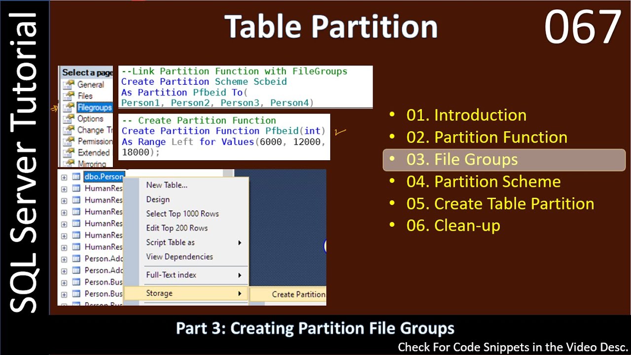 Table Partition Part 3 Creating File Groups Ssms Tsql Tutorial