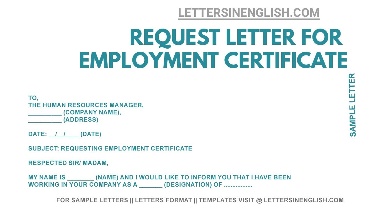 Sample Letter Of Certificate Of Employment Prntbl