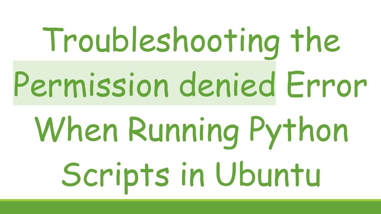 Troubleshooting The Permission Denied Error When Running Python Scripts