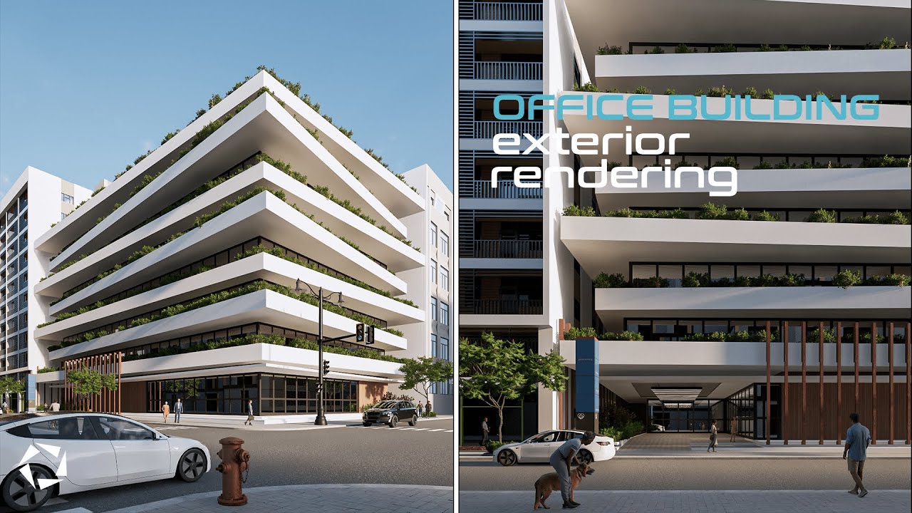 рџџ Tutorial Render Exterior Edificio De Oficinas Youtube
