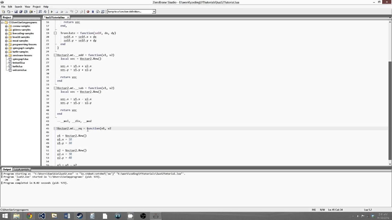 Lua 5 2 Tutorial 10 Advanced Tables Part 2 Oop And Metatables Youtube