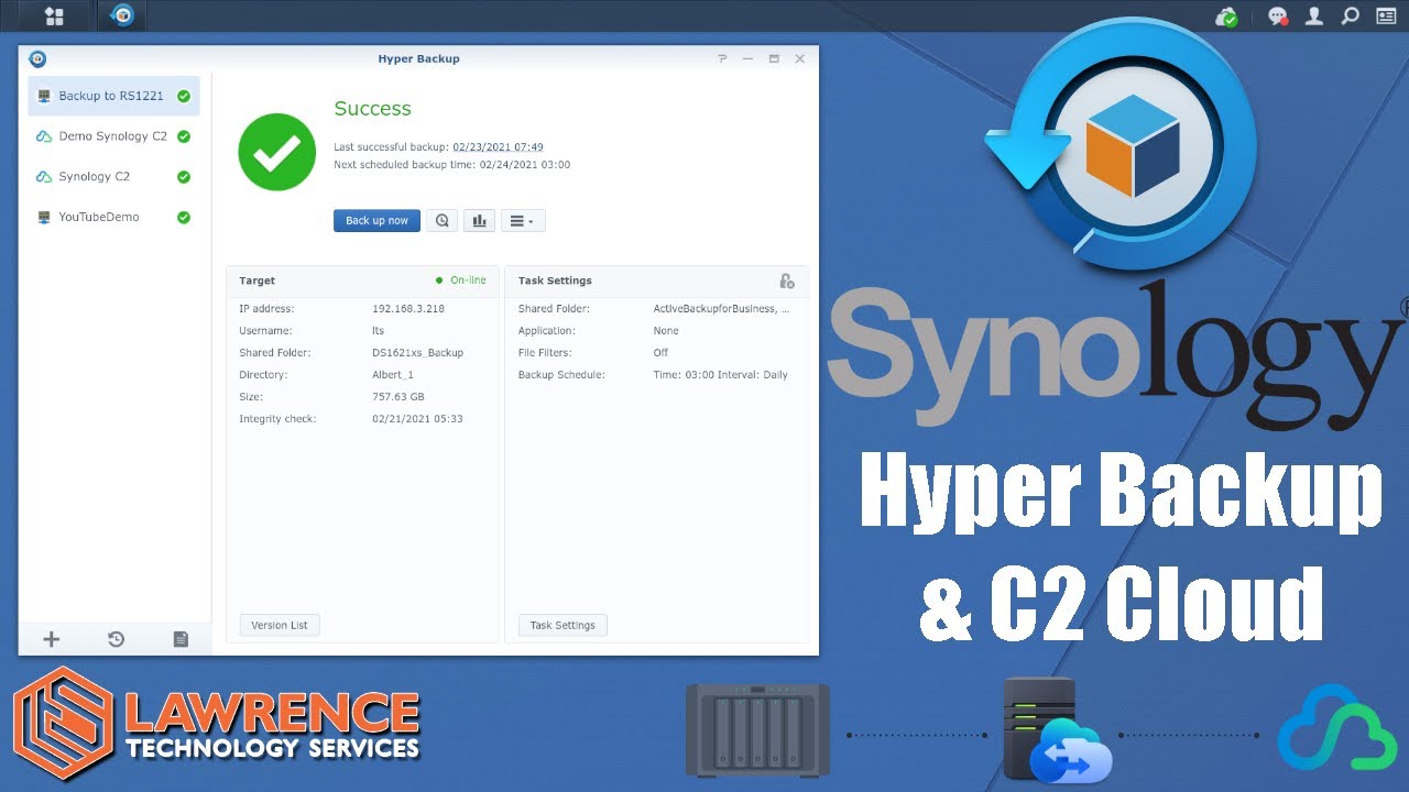 Synology Hyper Backup To Synology And To C2 Cloud Youtube
