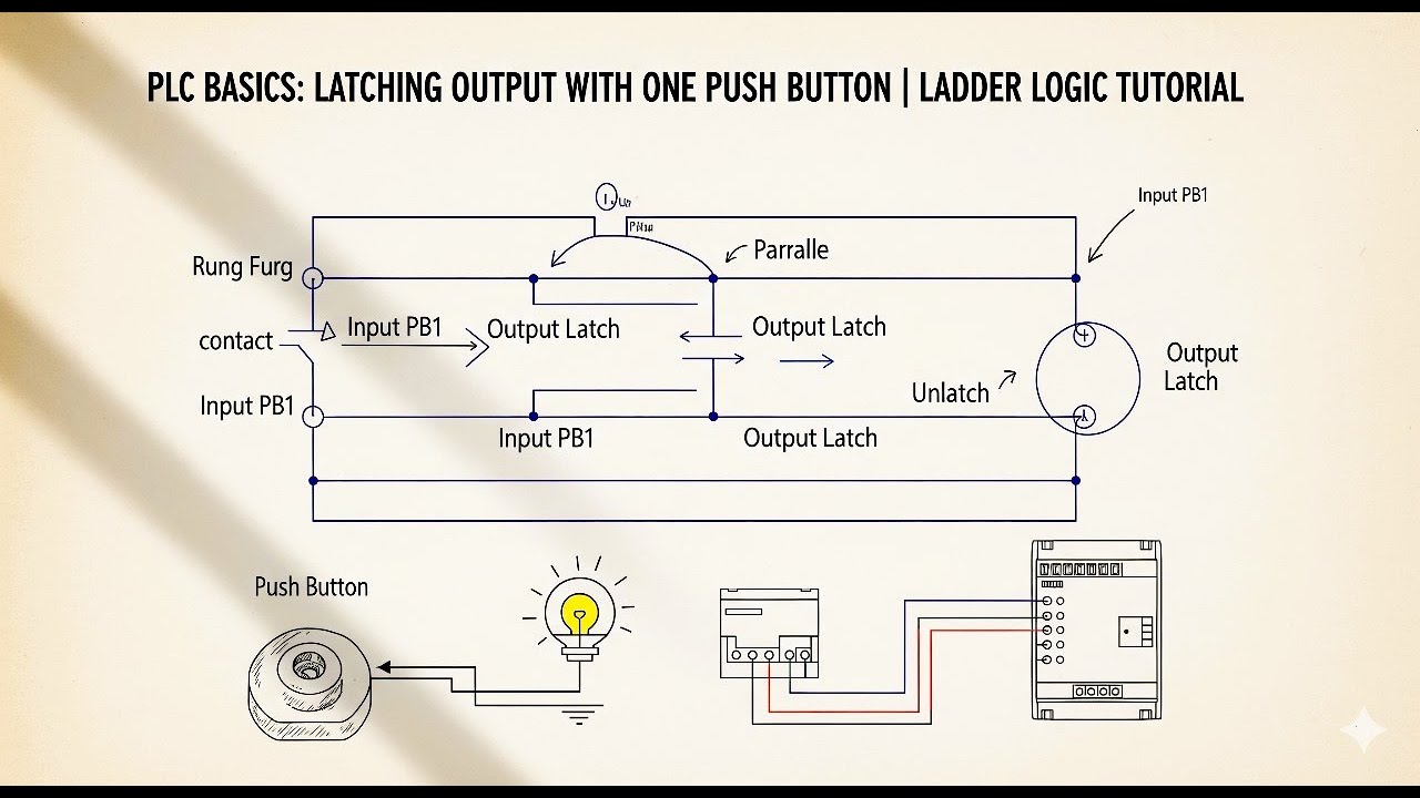 Plc Basics Latching Output With 1 Push Button Ladder Logic Tutorial