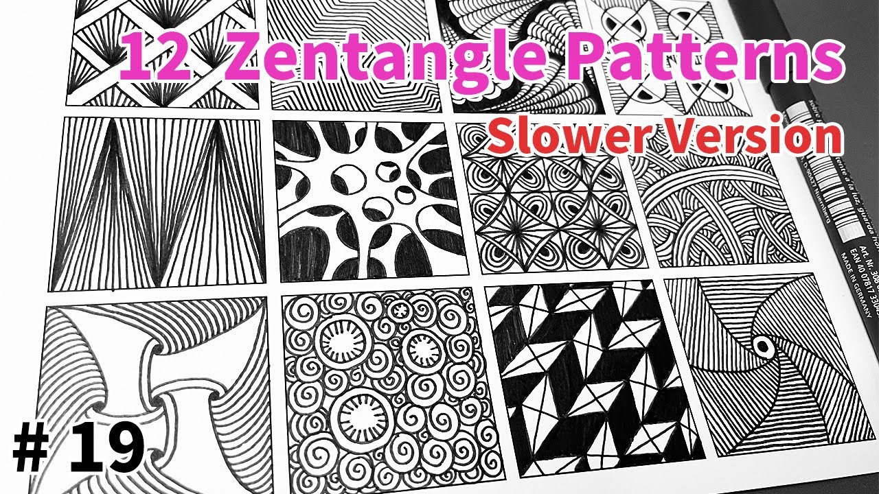 12 Zentangle Patterns Tutorial Step By Step For Beginners 19 12