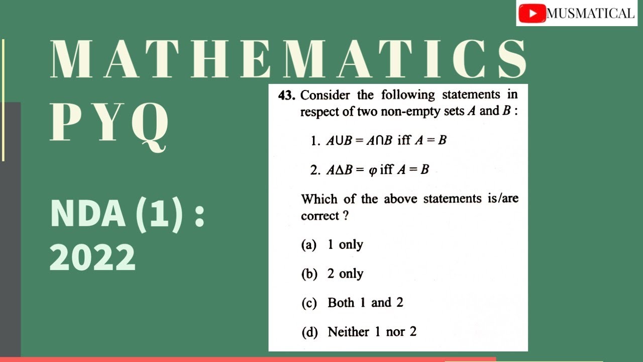 Nda 1 2022 Mathematics Pyq Youtube