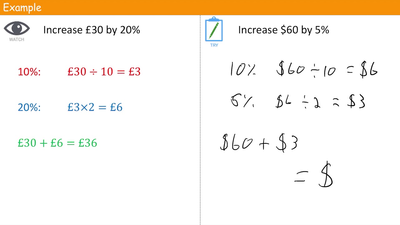 Percentage Increase Decrease Non Calculator Youtube
