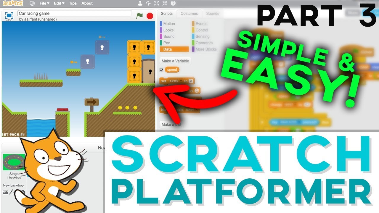 Scratch Tutorial Platformer Game Part 3 2018 Adding Physics Youtube