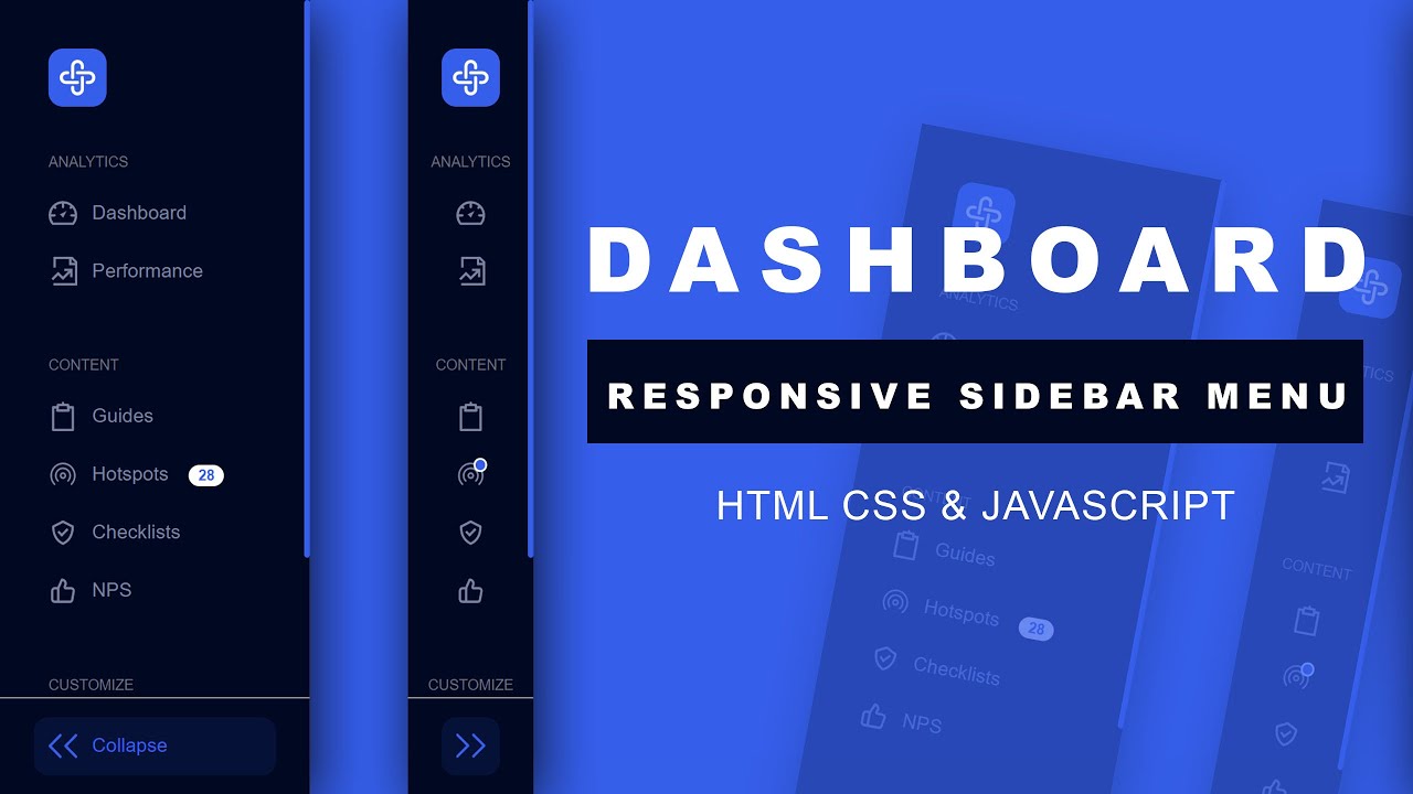Responsive Side Navigation Bar In Html Css And Javascript Dashboard
