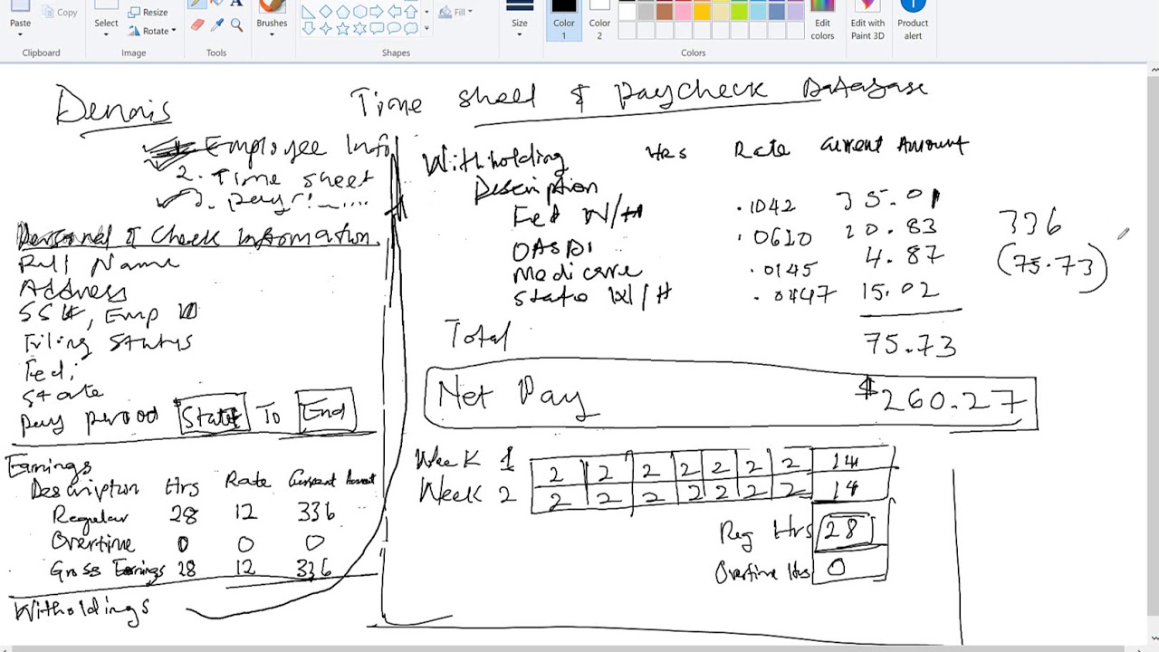 Employee Time Sheet Paycheck Database 3 Youtube