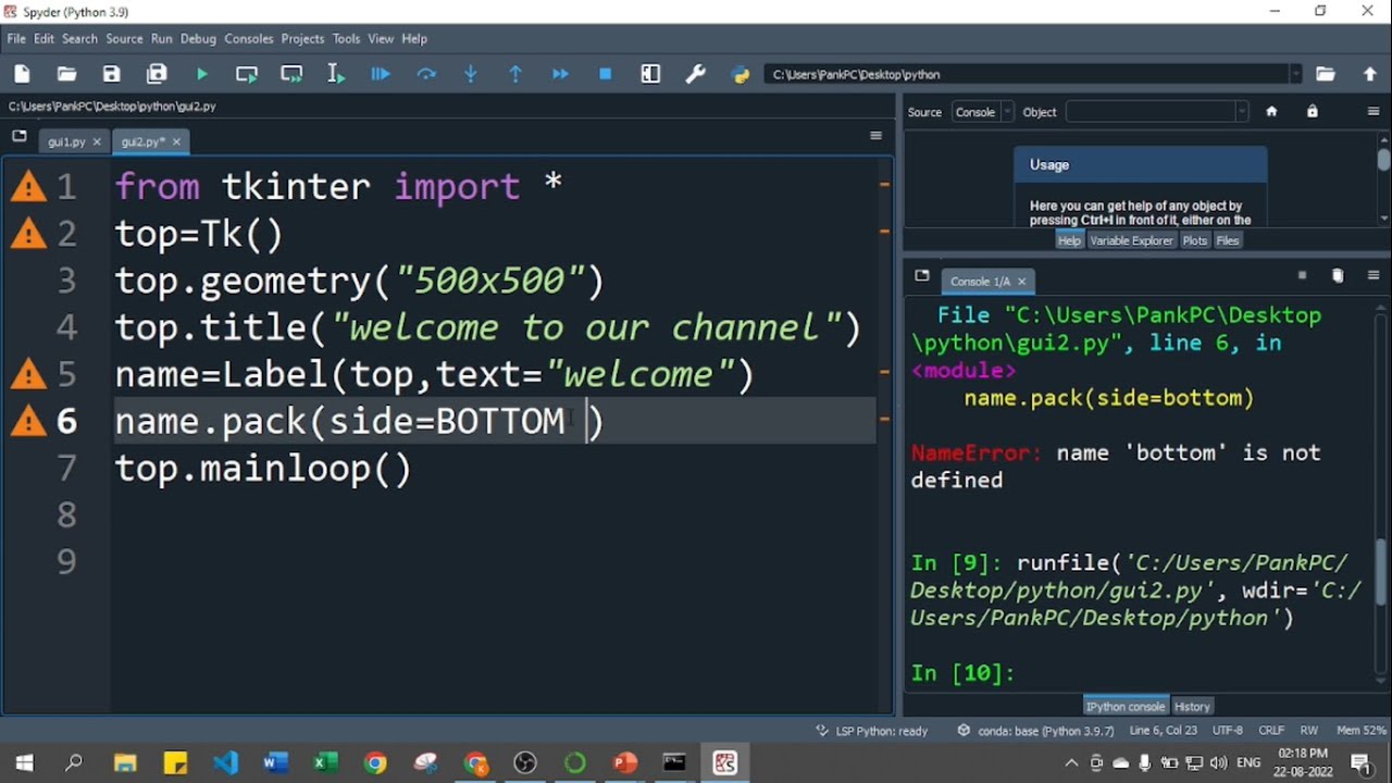 Python Tkinter Gui Widgets Python Tkinte Tutorials In Hindi 02 Youtube