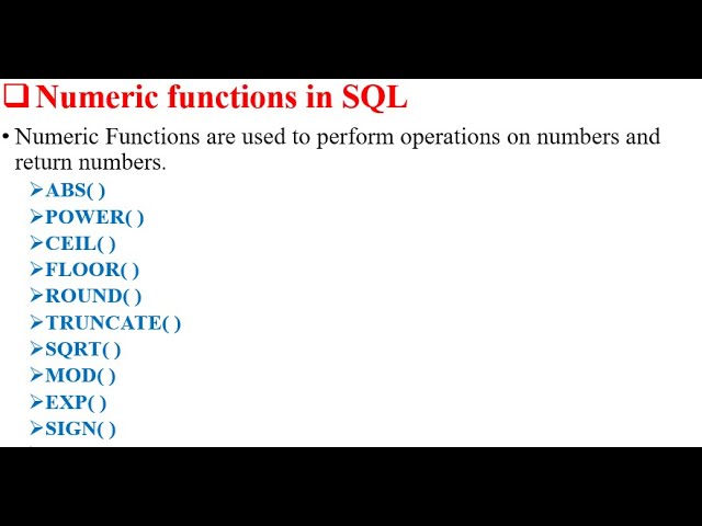 Mathematical Numeric Functions In Sql Server 2012 Sql Server Aggregate