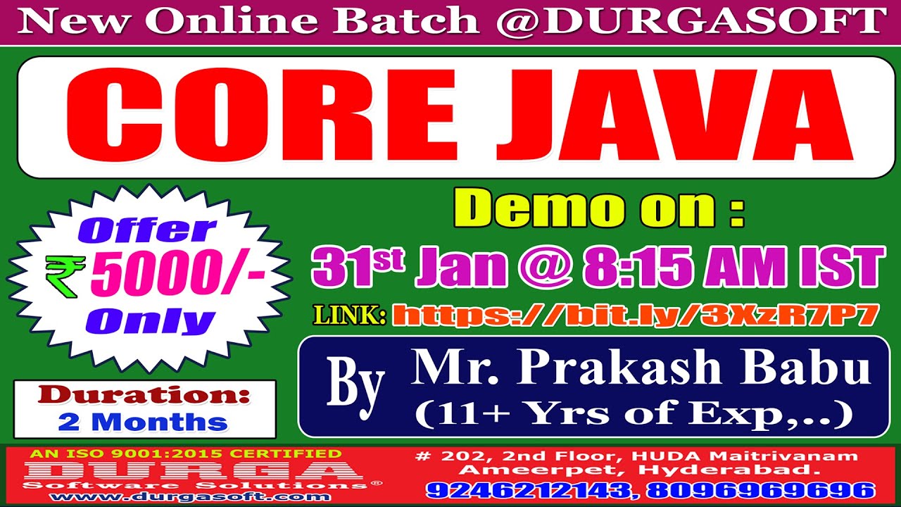 Core Java Online Training Durgasoft Youtube