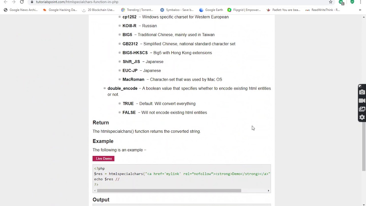Phphtmlspecialchars Youtube