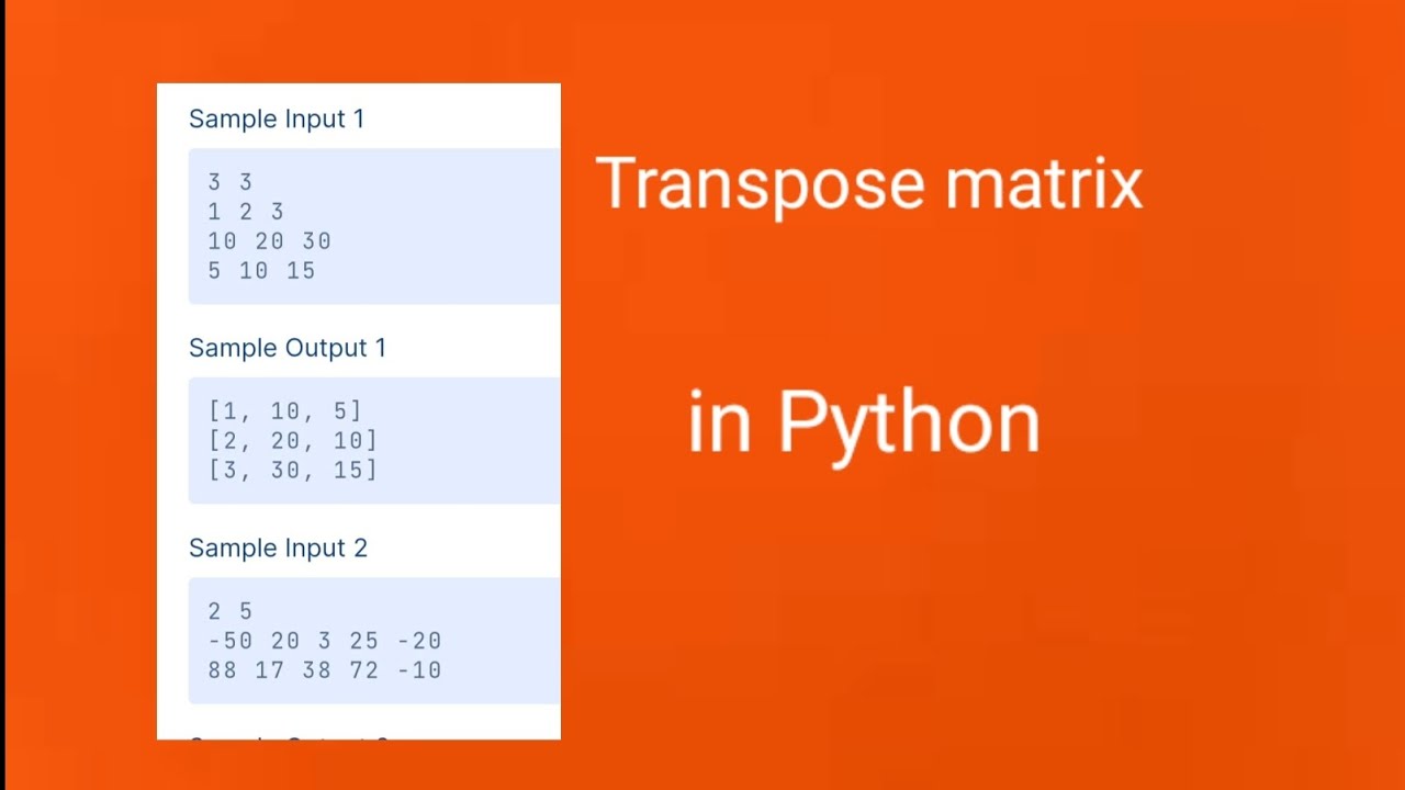Transpose Matrix In Python Ccbp Youtube