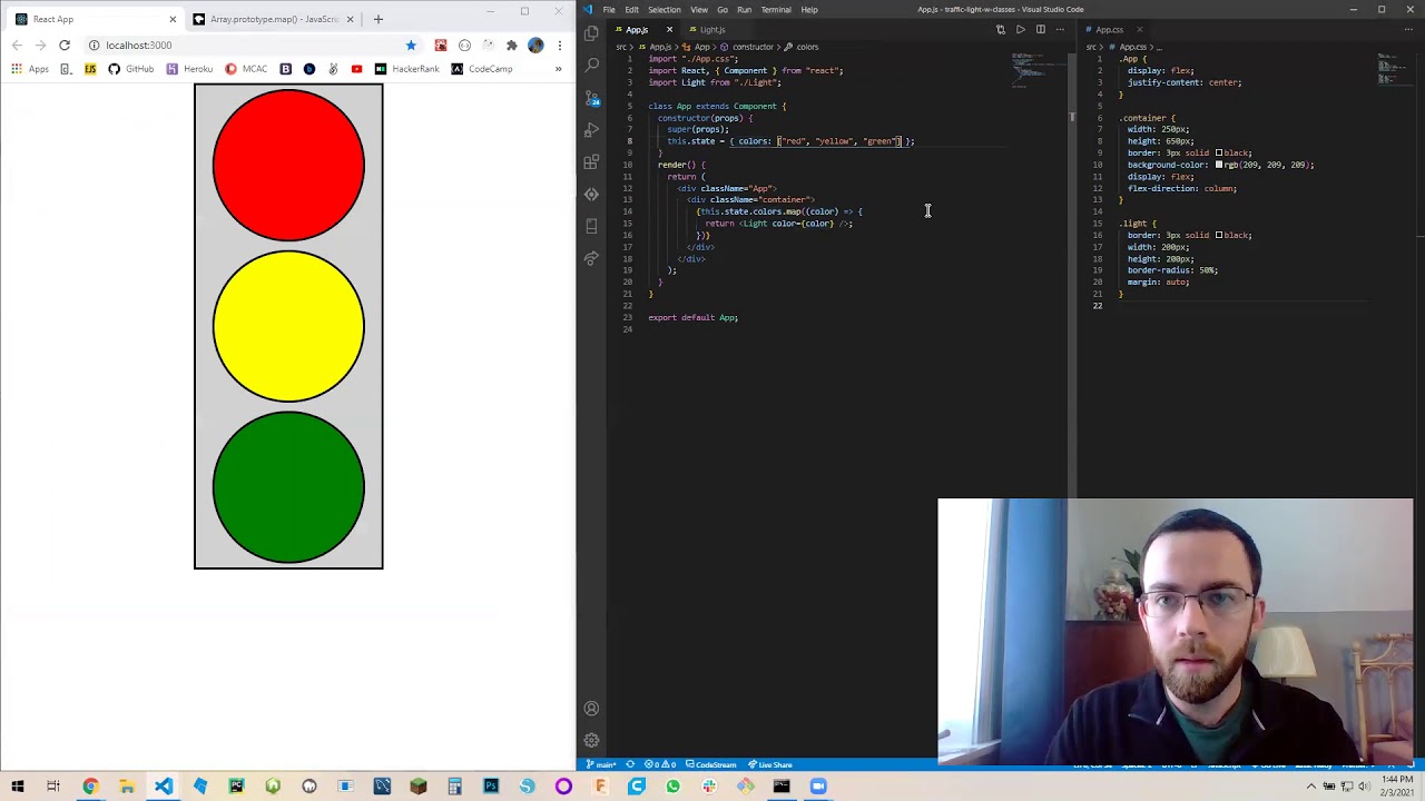 Traffic Light Exercise With React Class Components Youtube