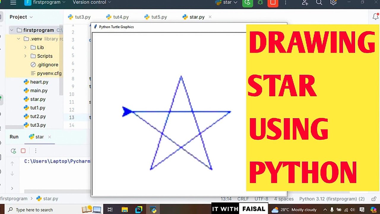 Star Drawing Using Python Turtle Graphics Youtube