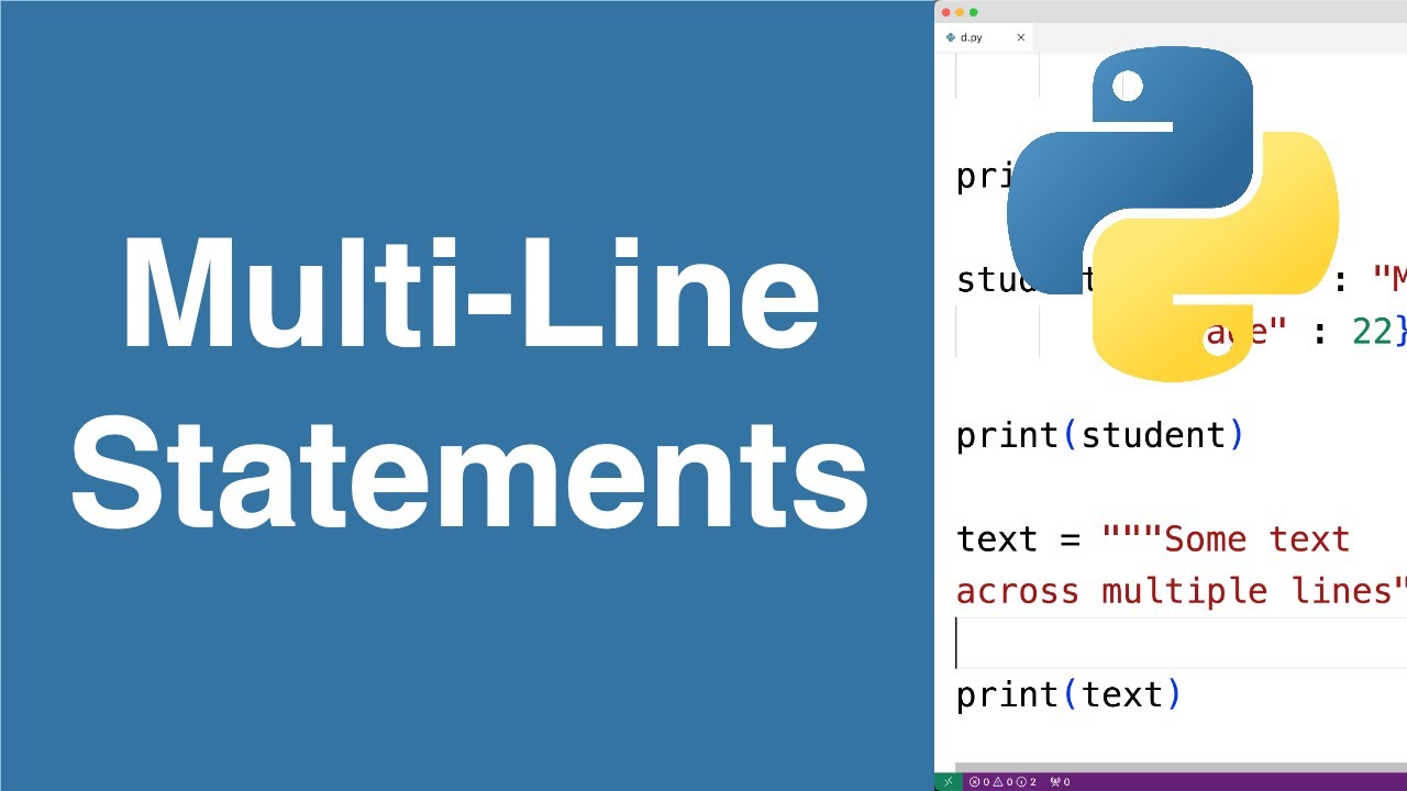 Multi Line Statements Python Tutorial Youtube