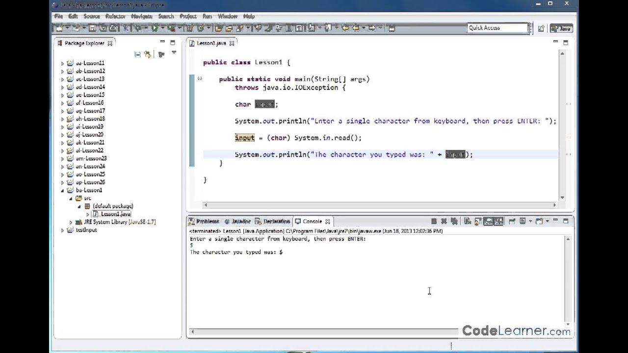 Keyboard Input Using System In Read Java Tutorial Vol 2 Sect 1