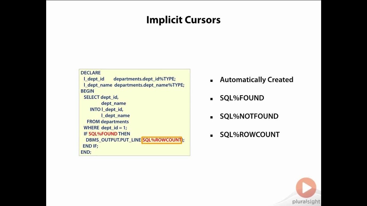 Pl Sql Implicit Cursors Youtube