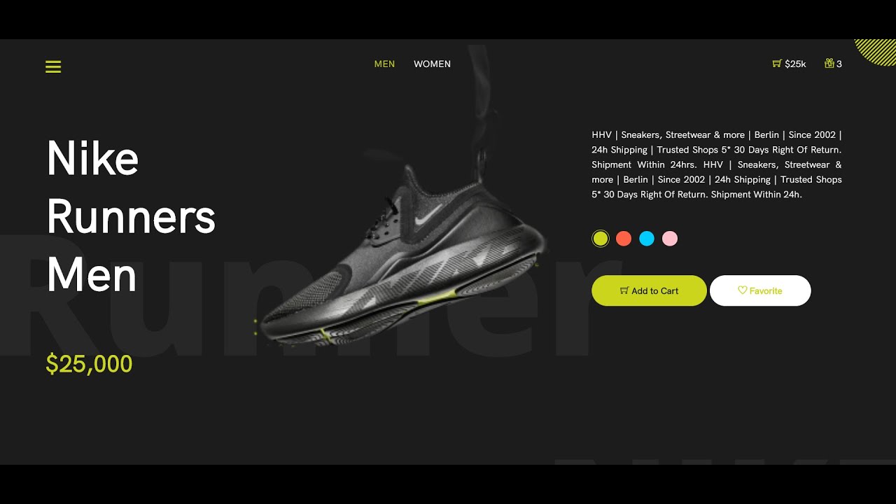 Ecommerce Product Page With Html Css Nike Shoe Product Page Youtube