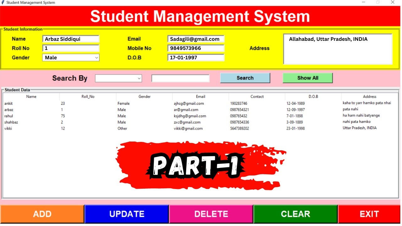 Student Management System In Python With Database Part 1 Youtube