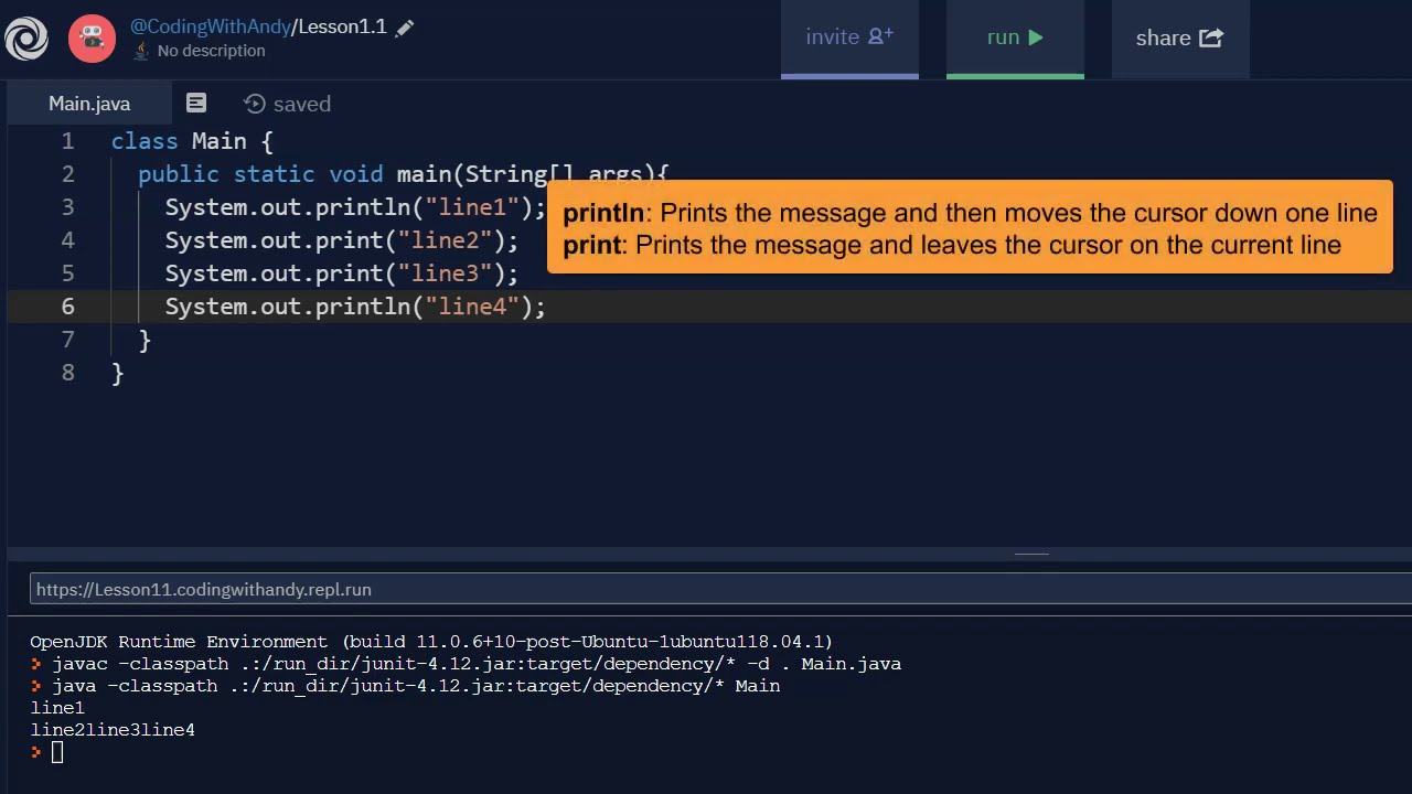 Lesson 1 1 Printing To The Console Introductory Java Programming For