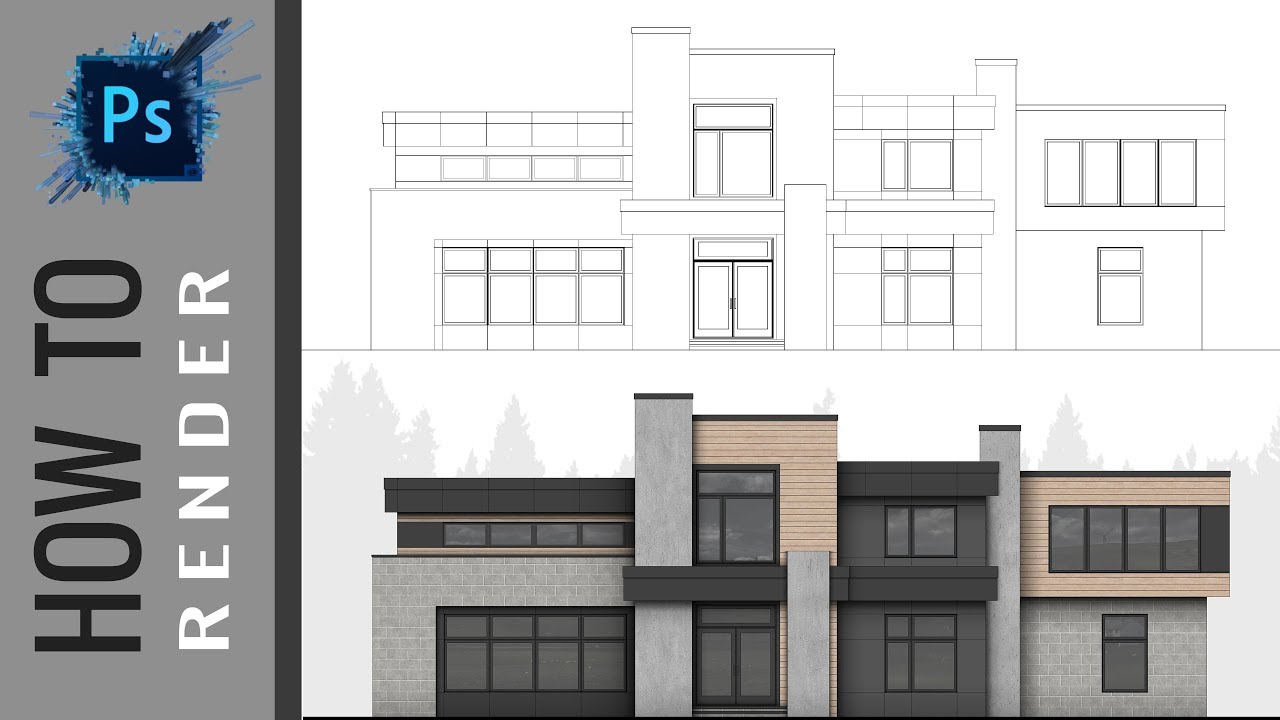 How To Render A 2d Modern Elevation Using Photoshop Photoshop