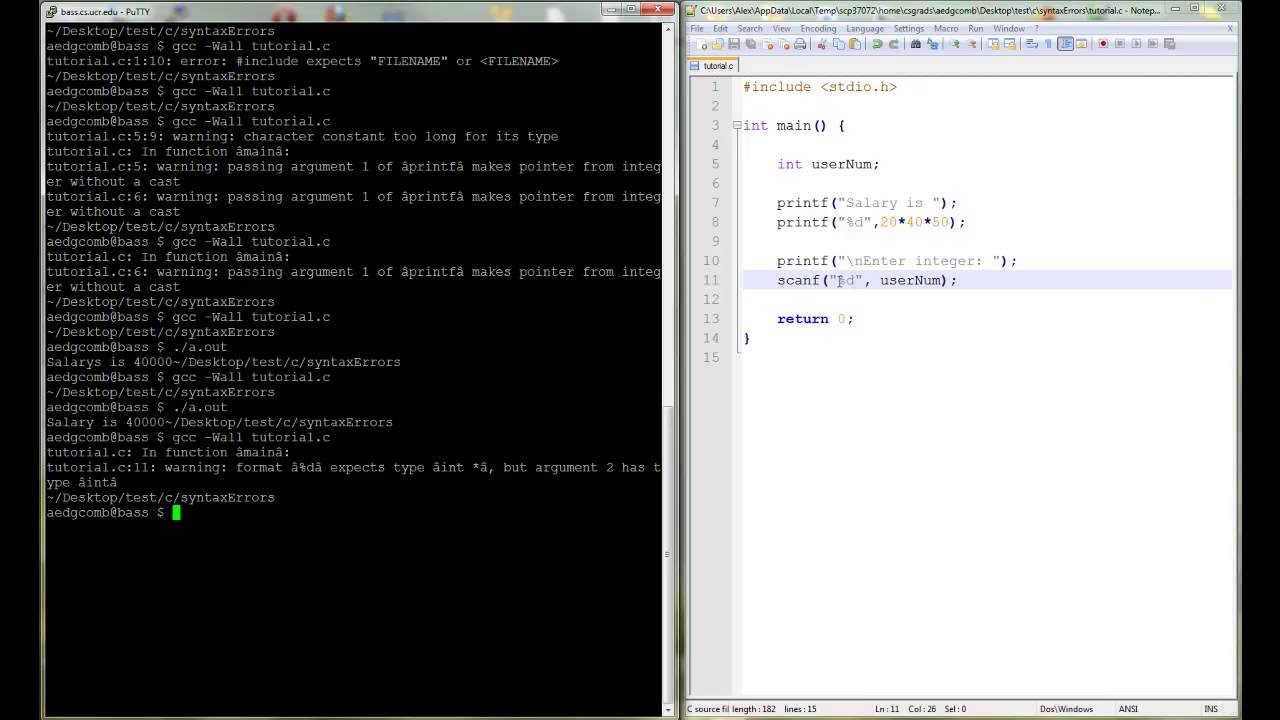 Programming Example Common Syntax Errors Youtube