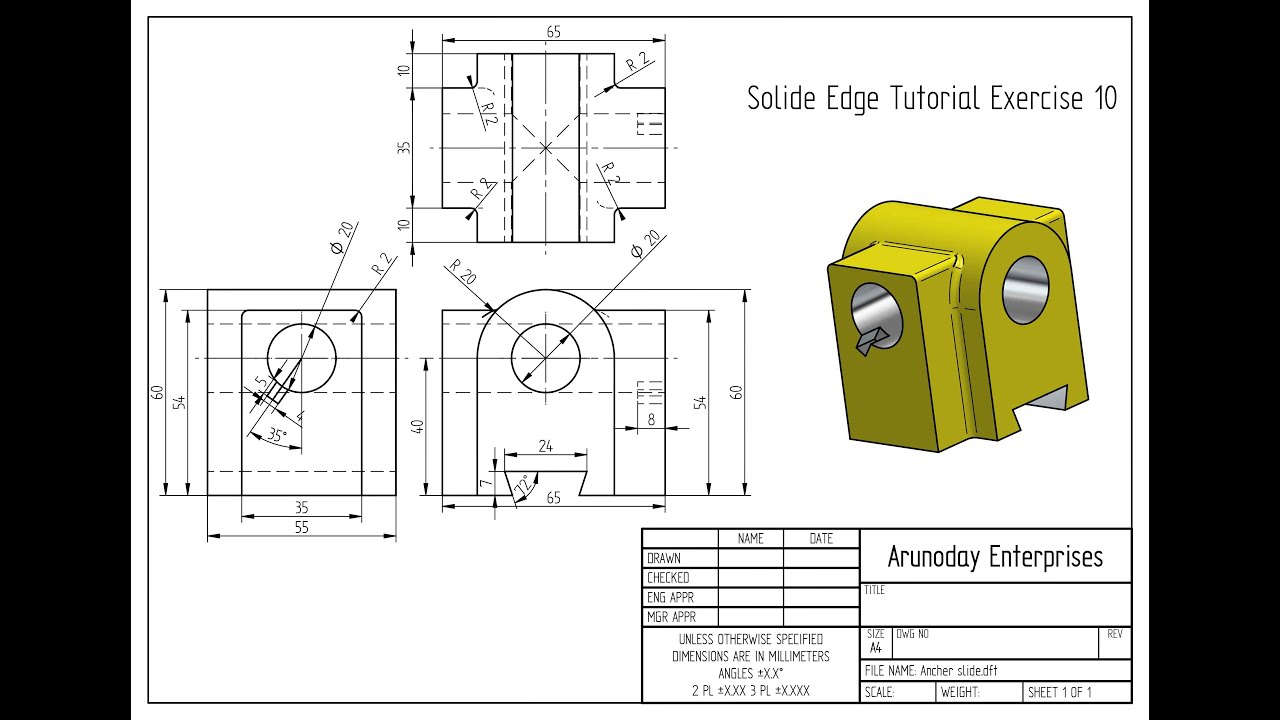 Solid Edge Tutorial Exercise 10 Youtube