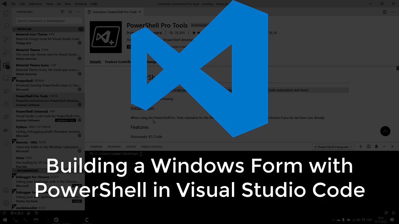 Building Windows Forms In Visual Studio Code With Powershell Youtube