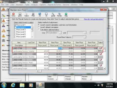 Sage 50 Tutorial Changing Item Prices Sage Training Lesson 8 3 Youtube