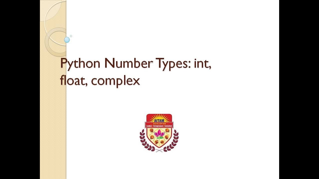 Python Number Type Int Float Complex Youtube