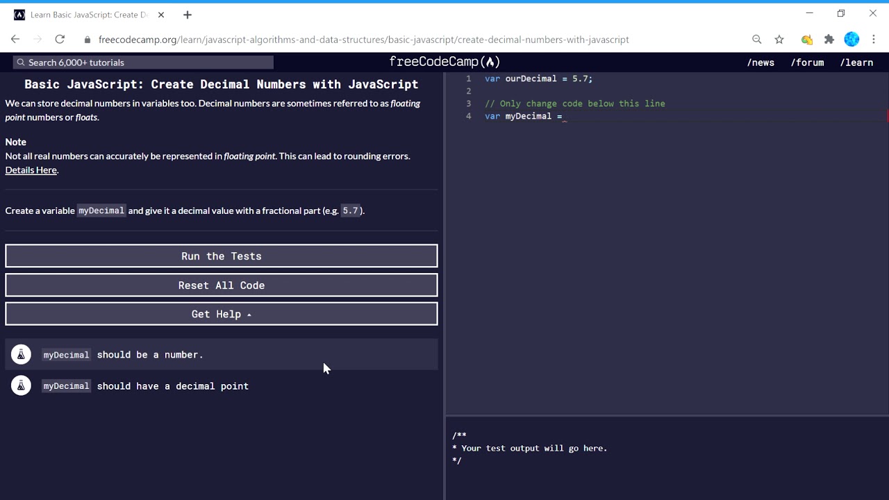 Basic Javascript 14 111 Create Decimal Numbers With Javascript
