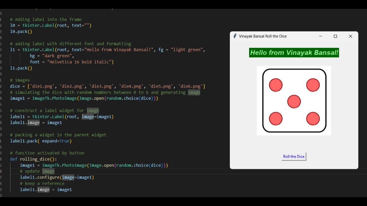 Dice Rolling Simulator Using Python Tkinter Game Gui Based Easy