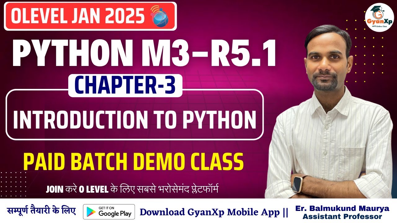 Chapter 3 Introduction To Python Programming O Level M3 R5 1