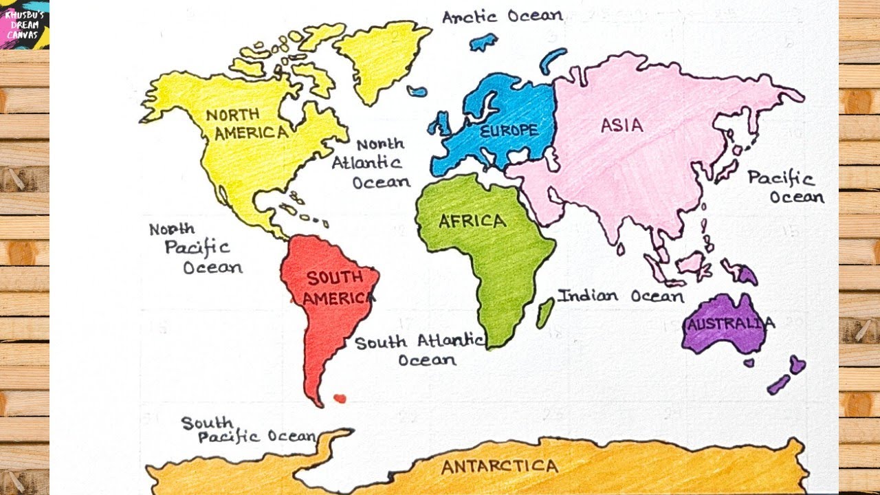 How To Draw A World Map Easily Step By Step Tutorial For Beginners