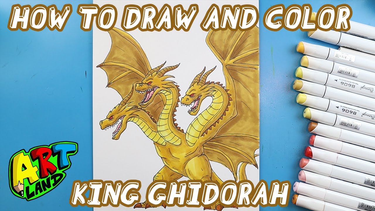 How To Draw And Color King Ghidorah Youtube